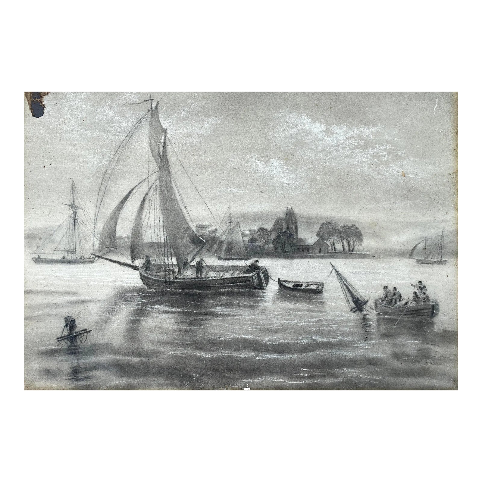 Antique French Nautical Drawing After Theodore Gudin | Chairish