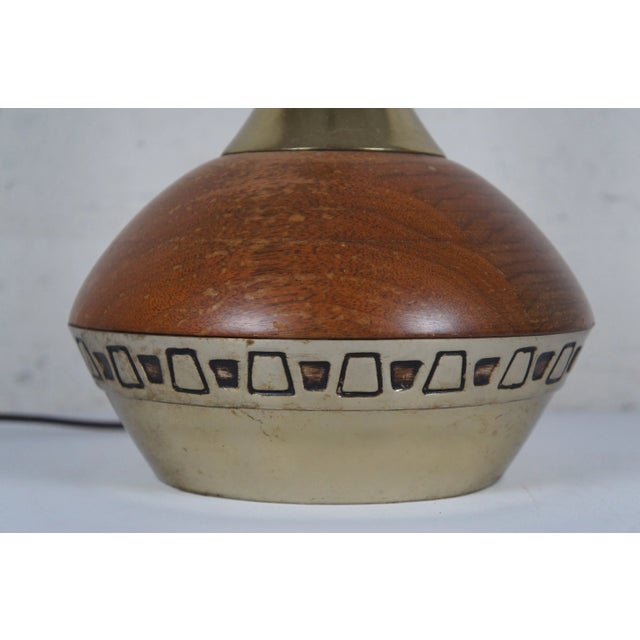 Mid-Century Modern Teak & Brass Genie Bottle Table Lamps Attributed to ...