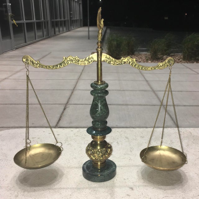 Japanese Bronze & Green Marble Balance Scale Circa 1940s | Chairish