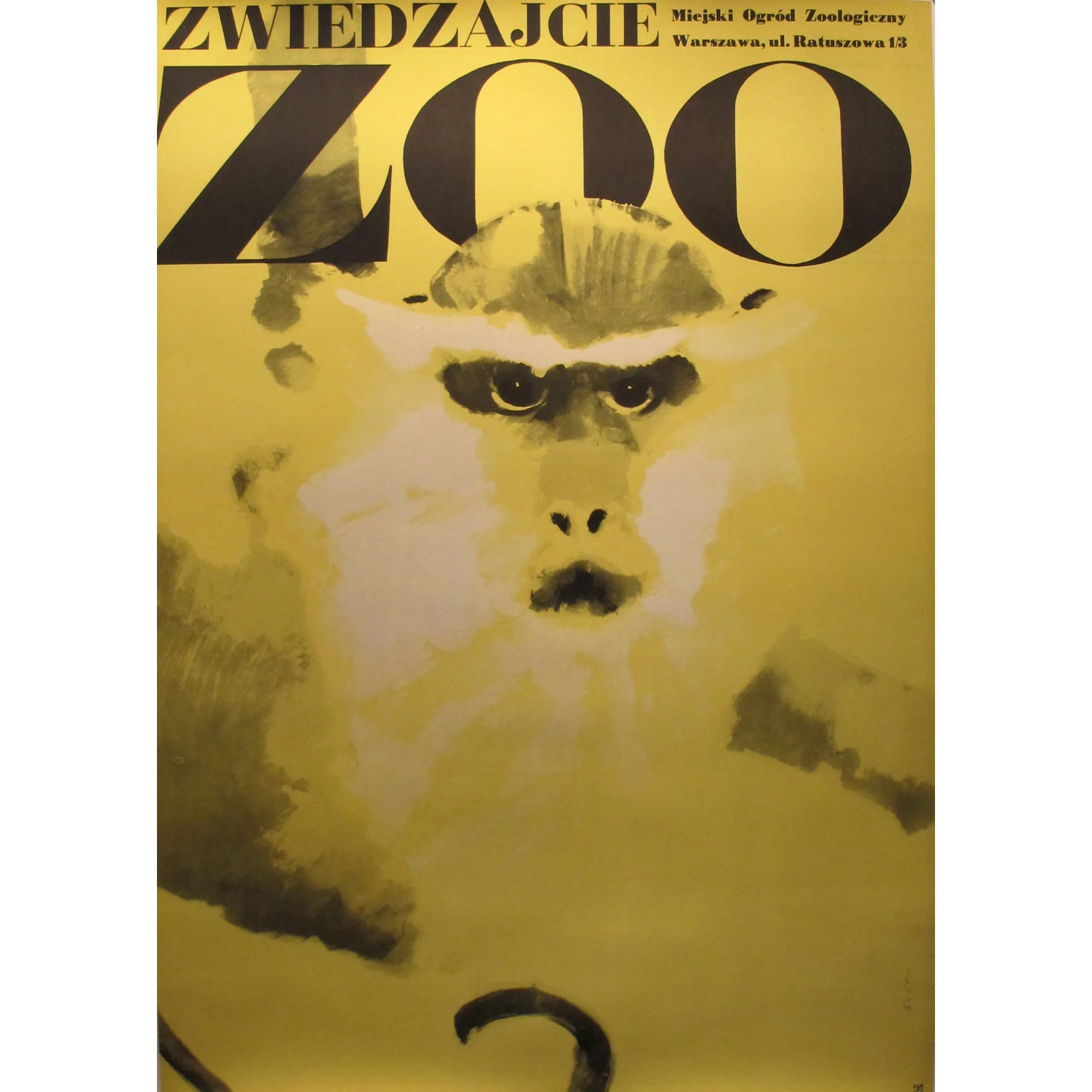 1967 Original Polish Zoo Poster, Monkey - Swierzy | Chairish