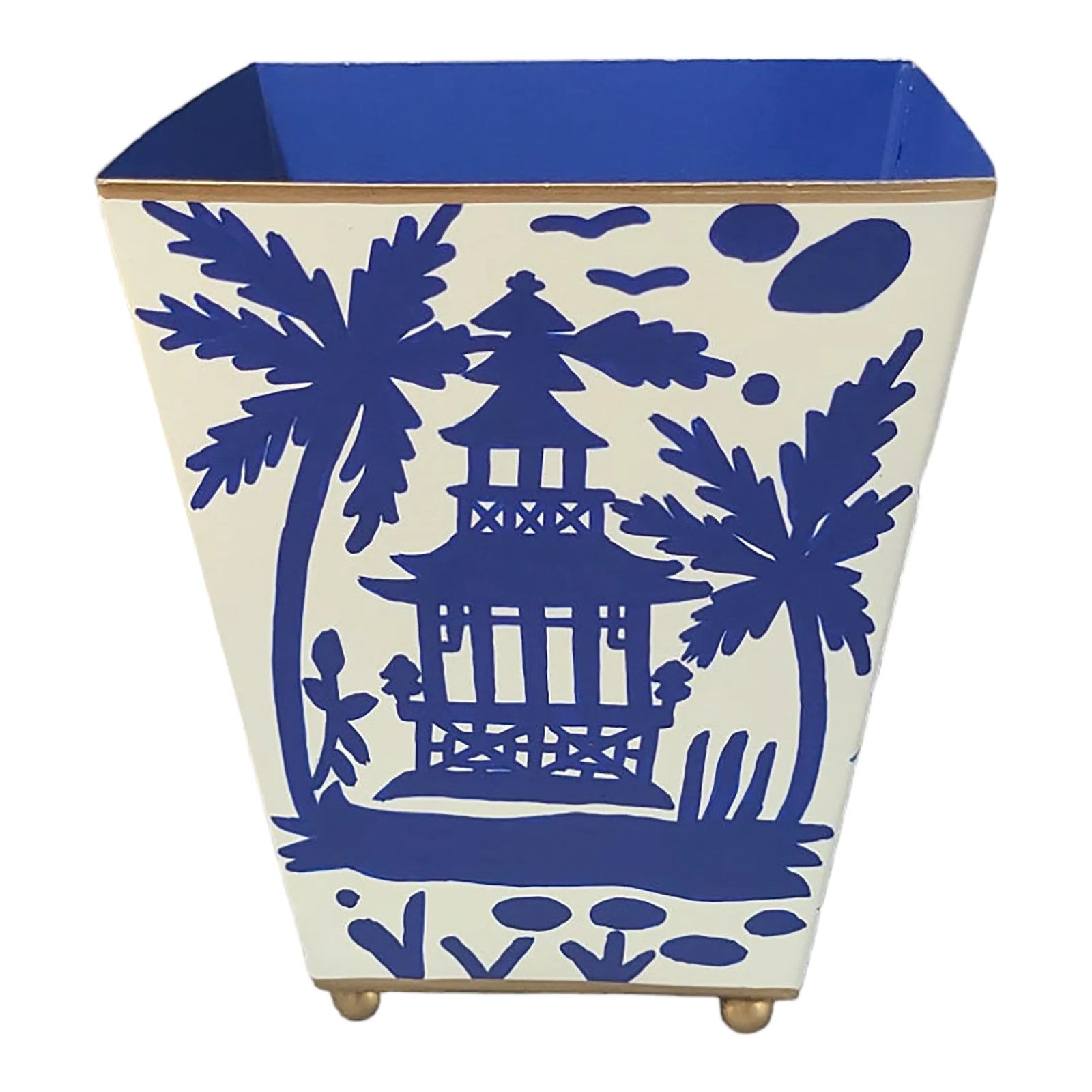 Late 20th Century Decorative Chinoiserie Pagoda, Blue & White Tole ...