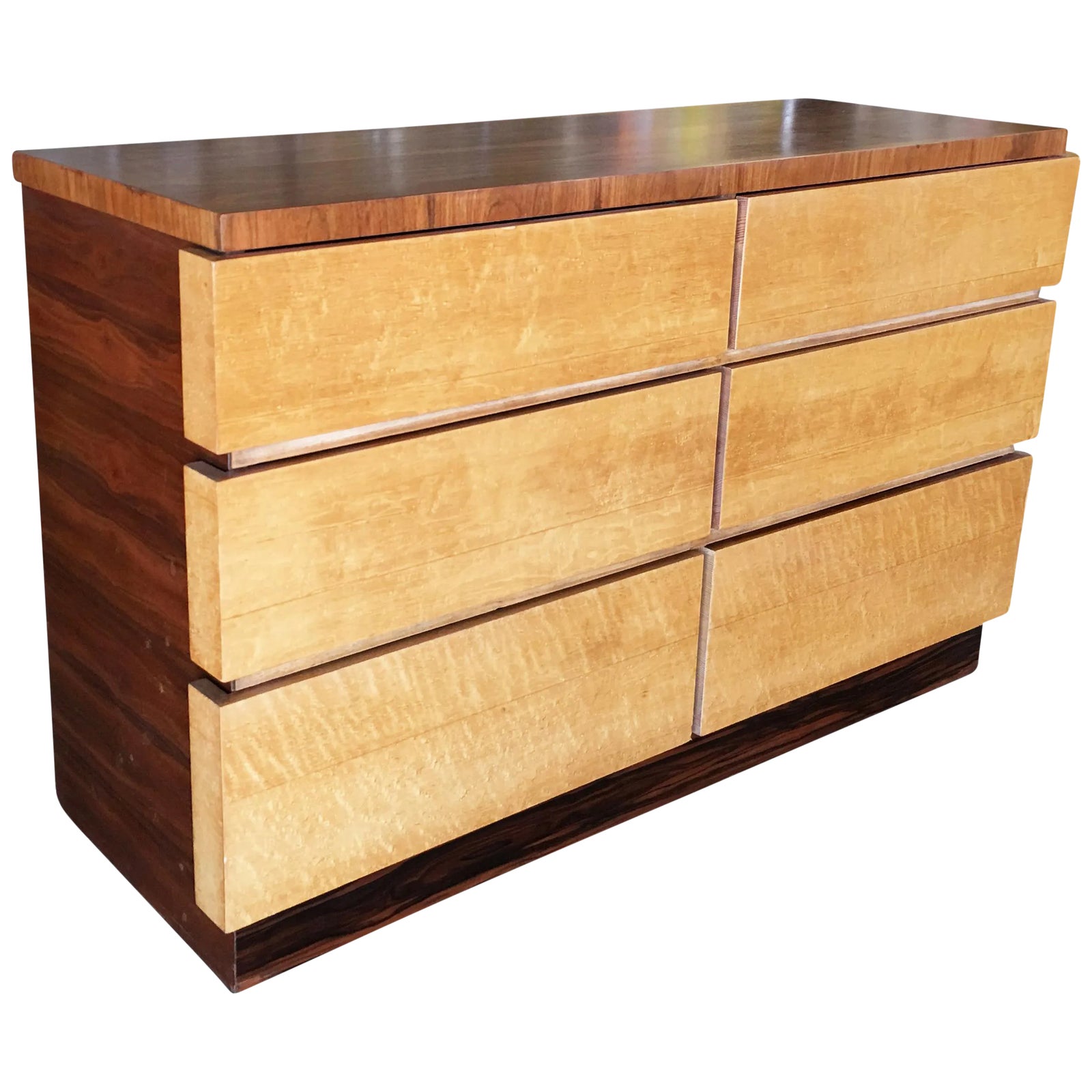 Eliel Saarinen Inspired Streamline Moderne Lowboy Dresser | Chairish