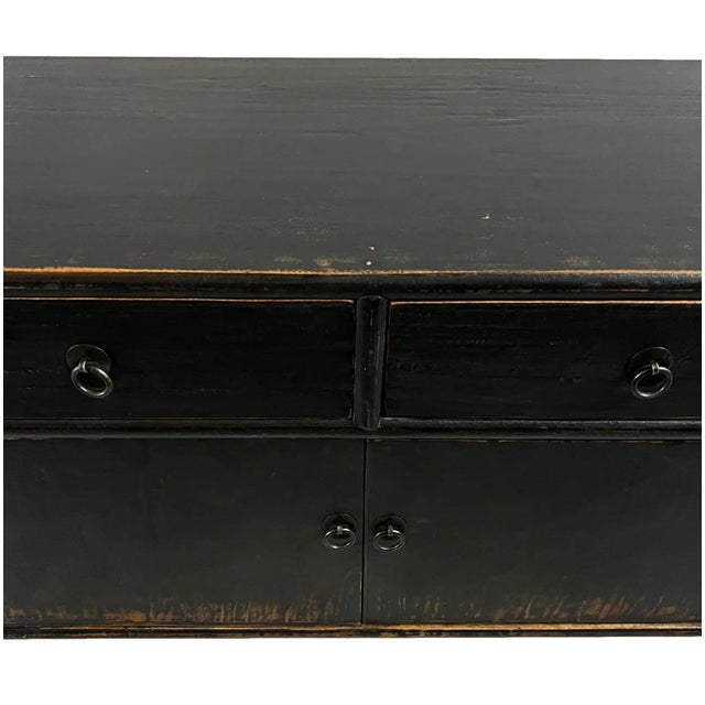 Black Low Media Bench Cabinet | Chairish