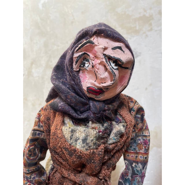 Handmade Textile Cubist Folk Art Puppet Sculptures | Chairish