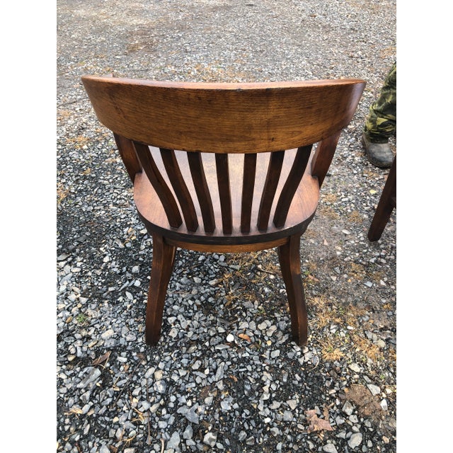 Heavy Solid Oak Desk Bank Chair | Chairish