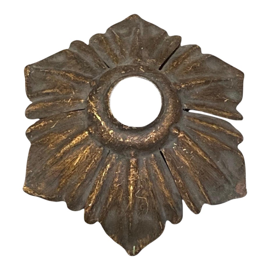 Antique Art Nouveau Solid Metal Floral Shape Ceiling Light Plate | Chairish