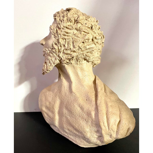 1983 Neo-Classical Original Ceramic Clay Bust of a Man by Artist Liza ...
