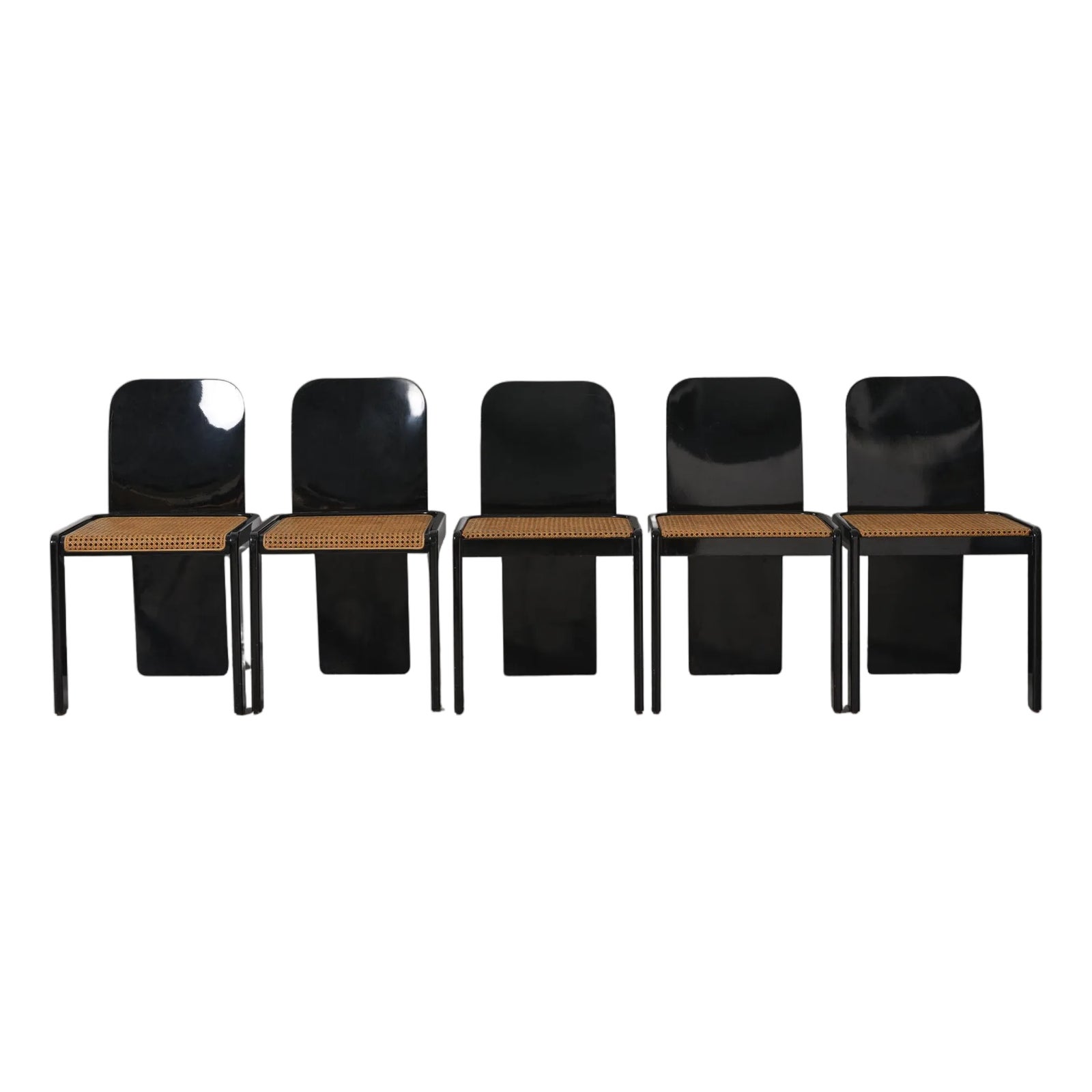 Vintage Lacquered Wood Chairs with Vienna Straw by Pierluigi Molinari ...