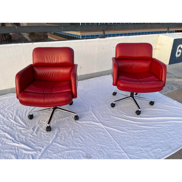Pair of Red Leather Executive Chairs From Keilhauer Furniture Toronto ...