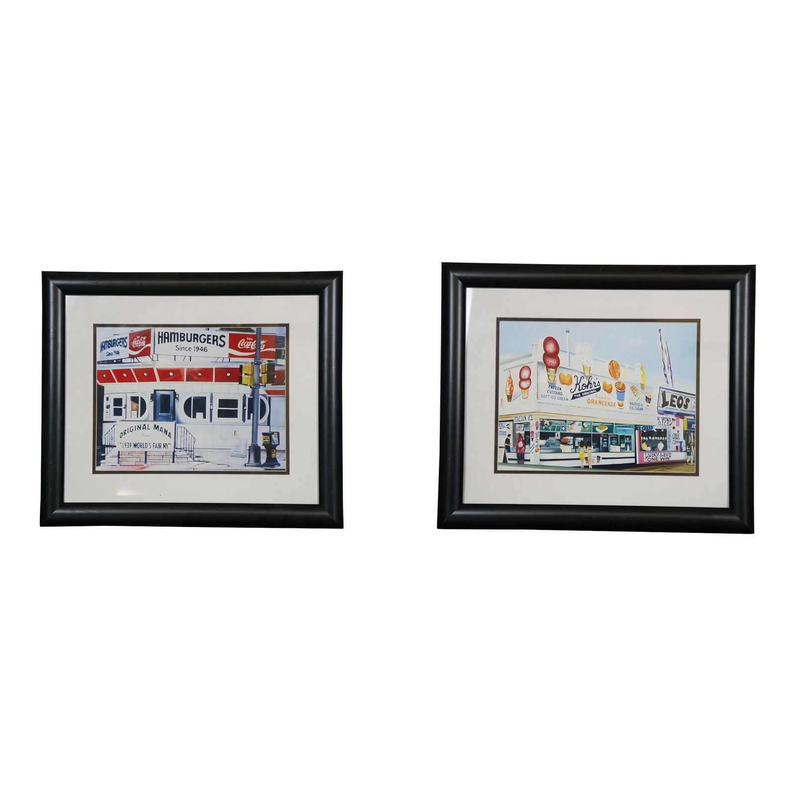 Late 20th Century 2 New Jersey Art Prints White Man Diner & Kohr's ...