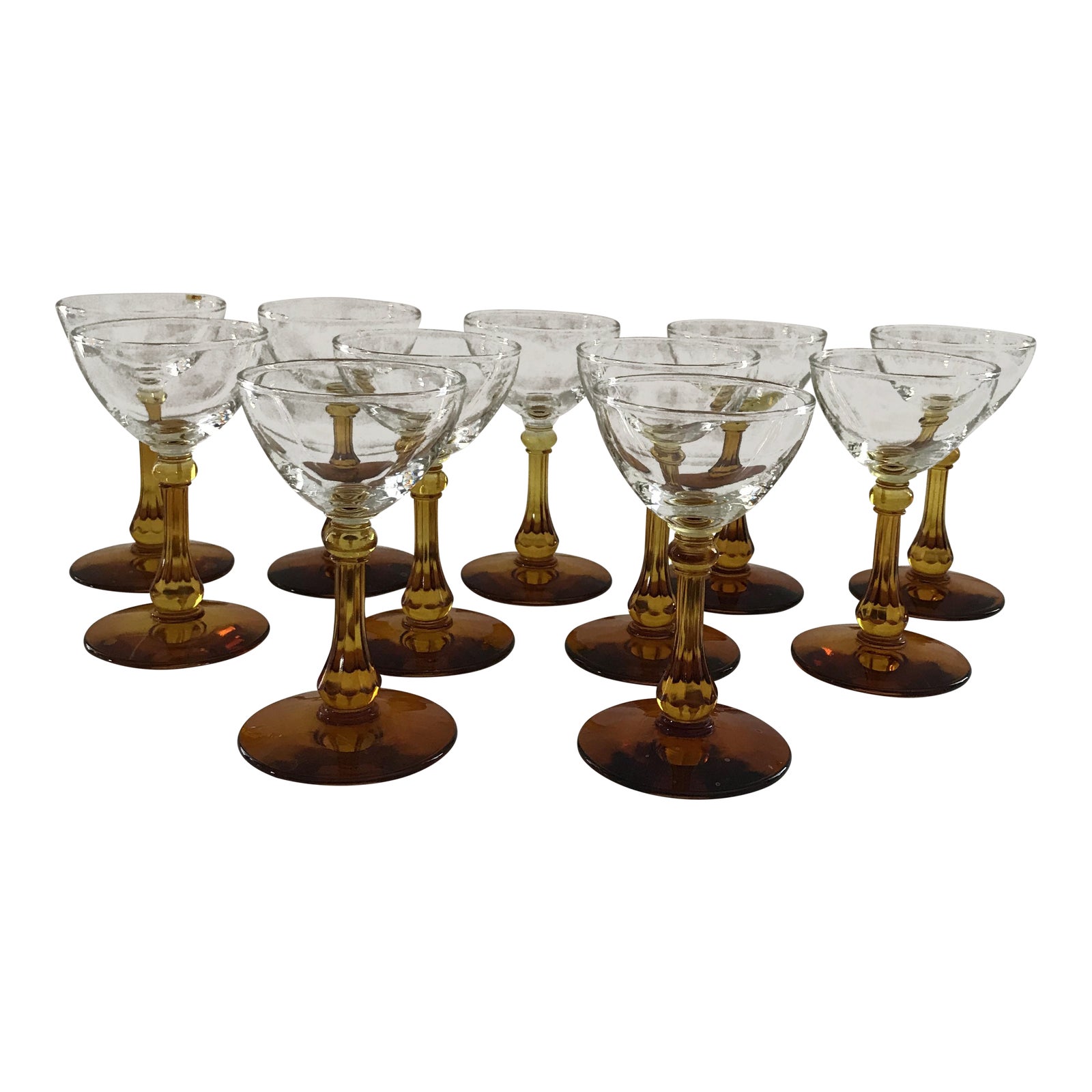 Amber Base Aperitif Glasses - Set of 11 | Chairish