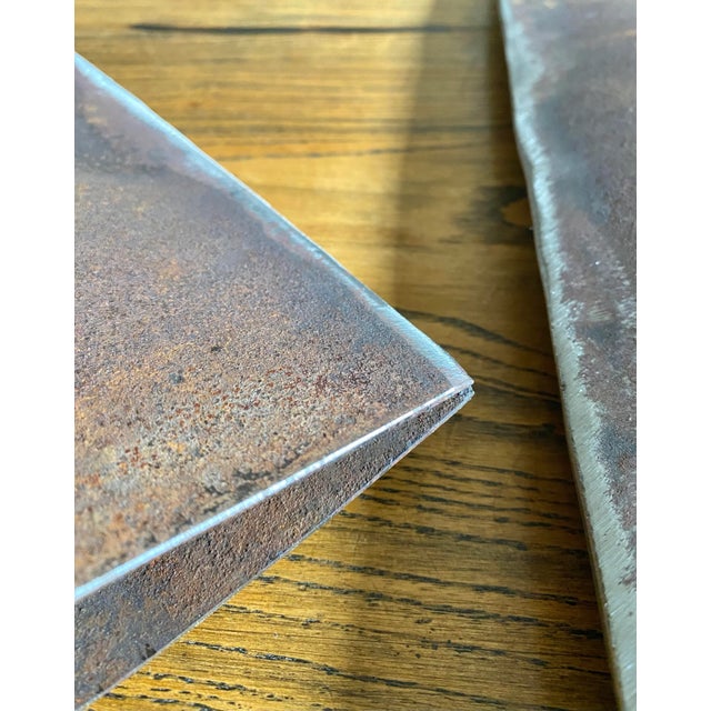 Industrial Steel “Fin” Shaped Sculptures, a Pair | Chairish