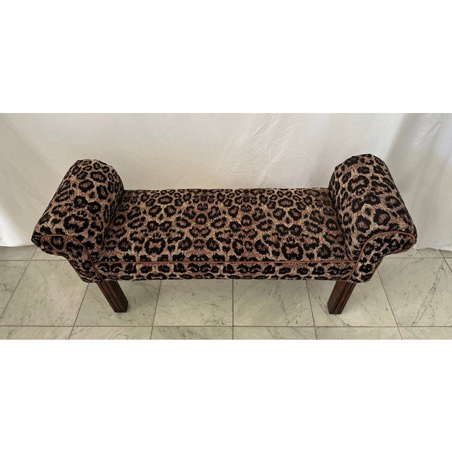 1970’s Leopard Print Rolled Arm Bench | Chairish