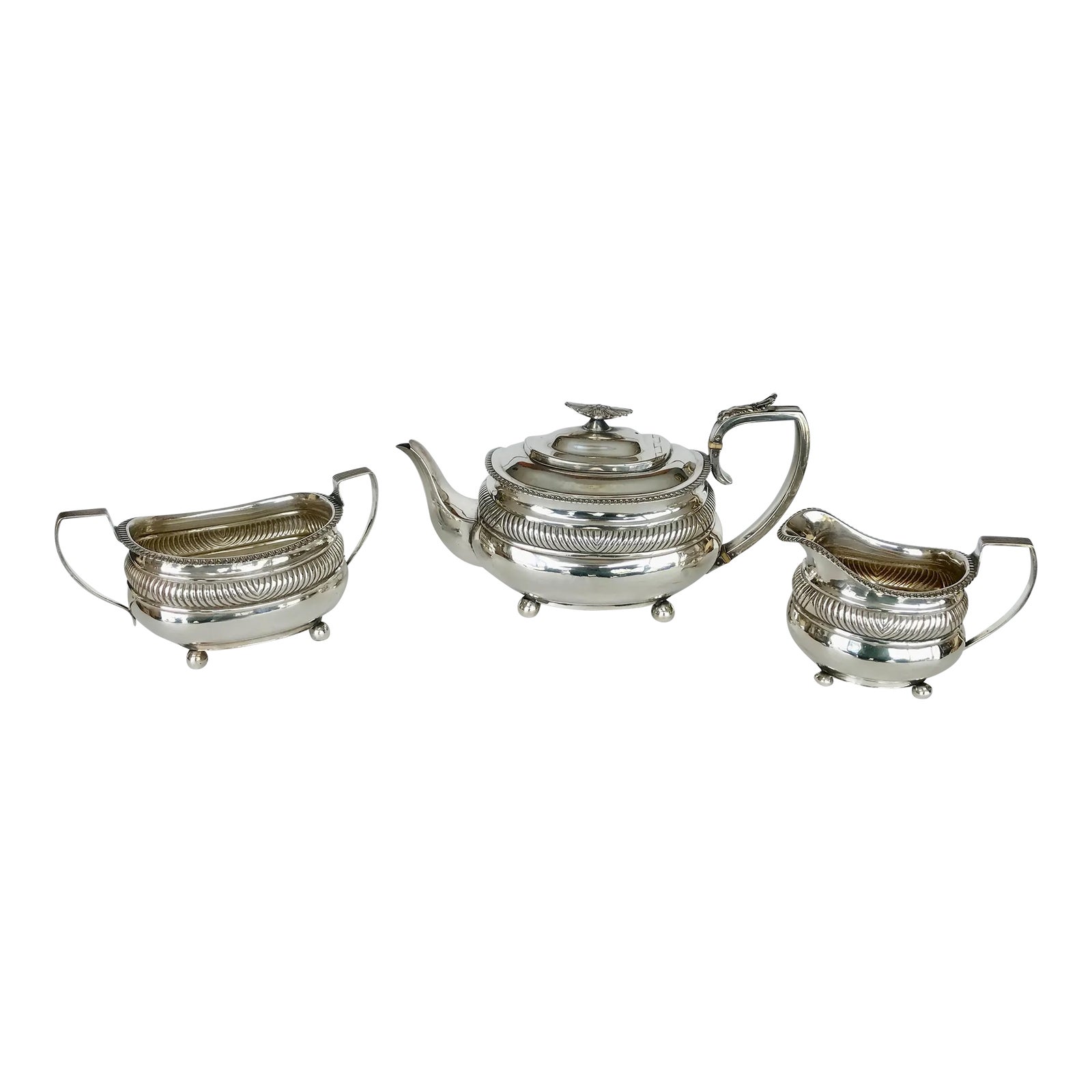 19th Century Georgian Sterling Silver Tea Set- 3 Pieces | Chairish