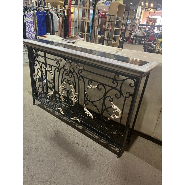 Black Granite & Shell Console Table: Coastal in Stone | Chairish