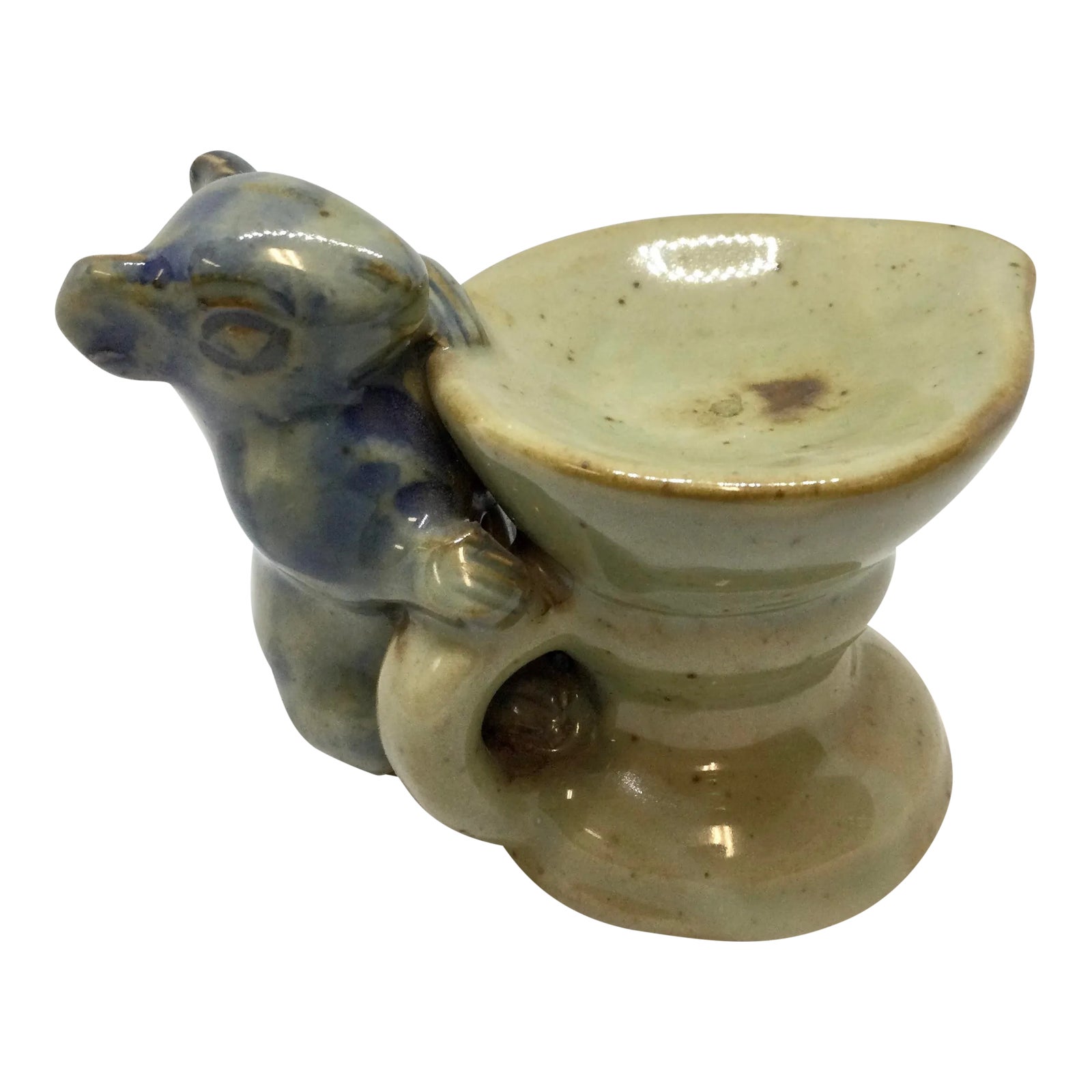 Vintage Ceramic Figurine of Mouse on Pitcher | Chairish