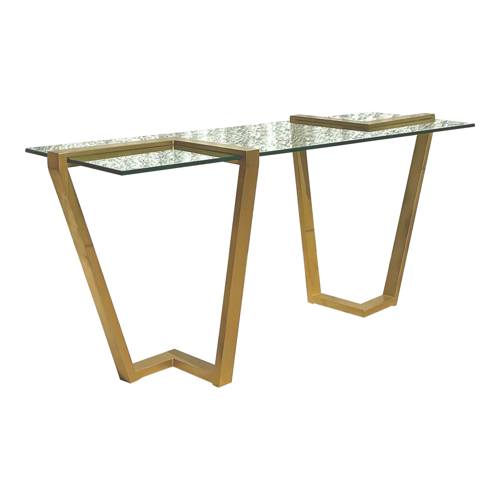 Vintage Contemporary Dia Brass Band Console Table | Chairish