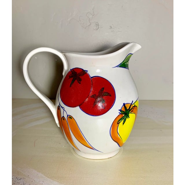 Italian Hand Painted Vegetable Design Ceramic Pitcher | Chairish