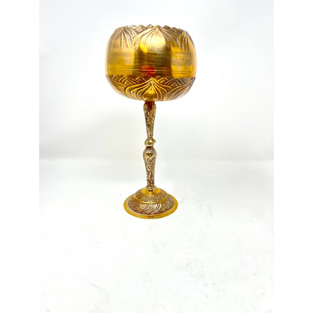 Mid-Century Tall Brass Compote | Chairish