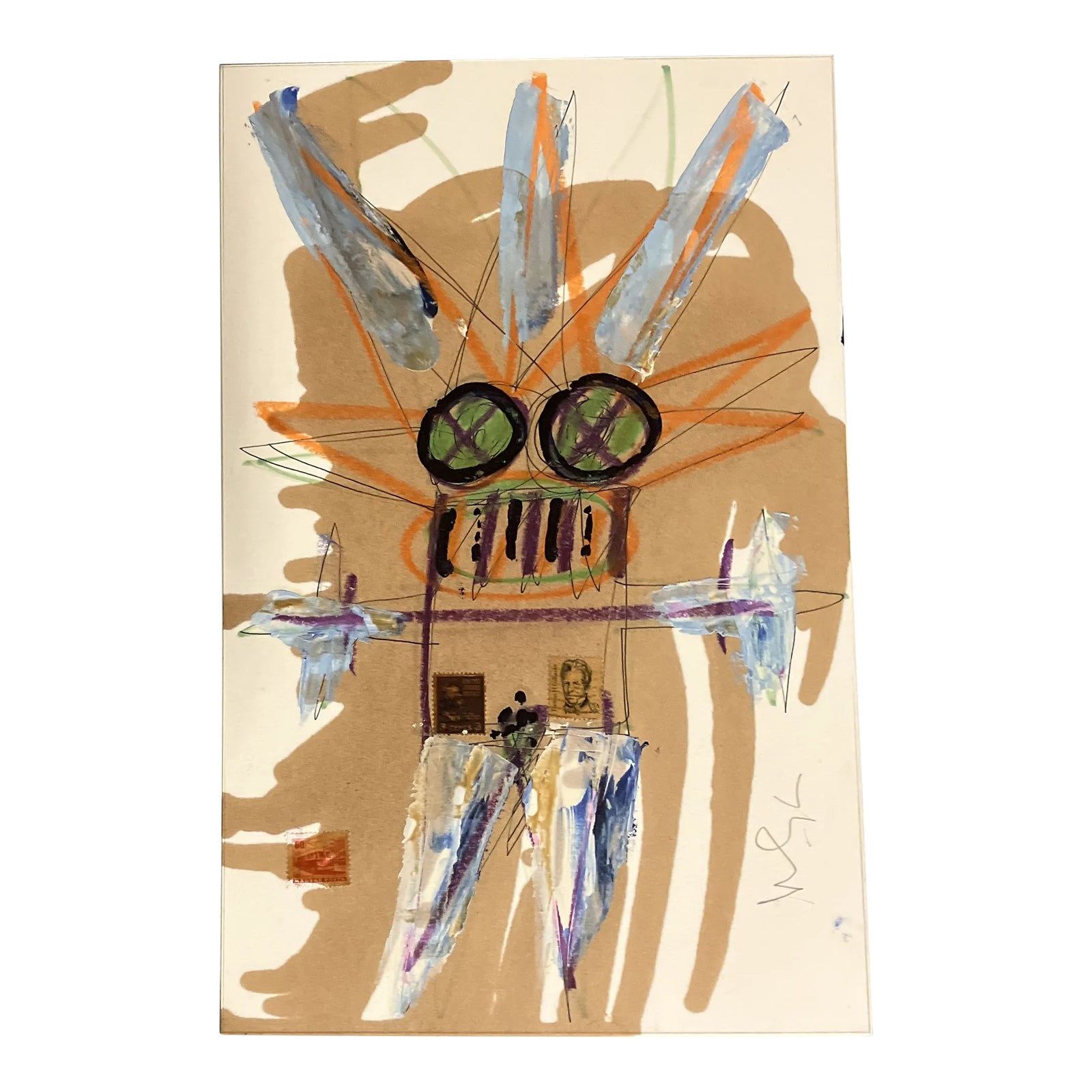 Contemporary Original Wayne Cunningham Abstract Collage/Painting Signed ...