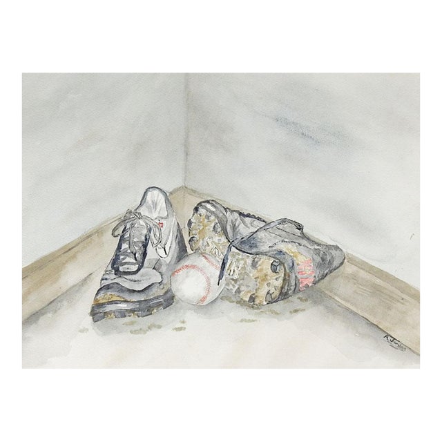 Late 20th Century Sports Still Life Baseball Painting | Chairish