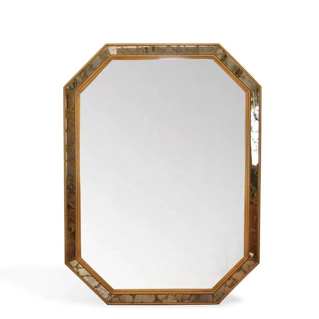 1970s Vintage Mid-Century French Giltwood, Antiqued Beveled Glass ...
