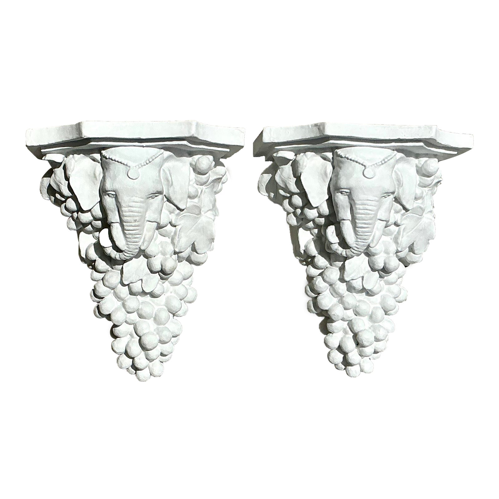 Vintage Boho Elephant Brackets - A Pair | Chairish