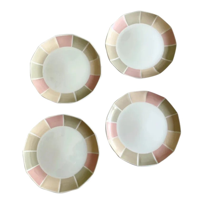 1980s Vintage Pastel Color Snack or Dessert Plates - Set of 4 | Chairish