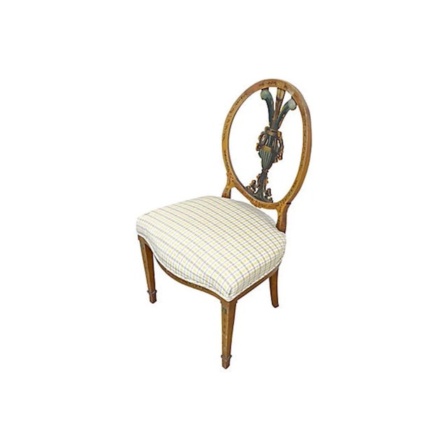 19th Century Antique Hand Painted Medallion Back Chair | Chairish