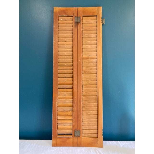 Vintage Brown Louvered Shutter Panel | Chairish