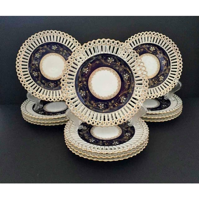 Vintage German Reticulated Gilt Cabinet Dessert Plates | Chairish