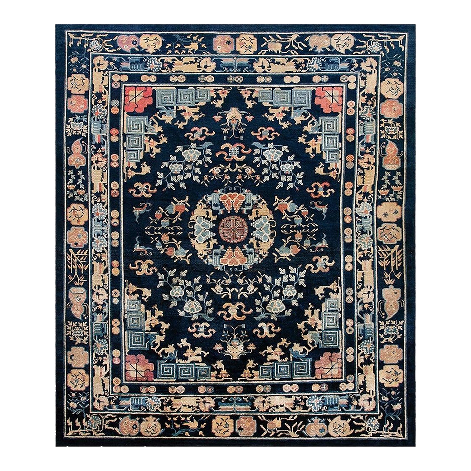 Wonderful Navy Blue and Sky Blue With Medallion and Florid Design ...