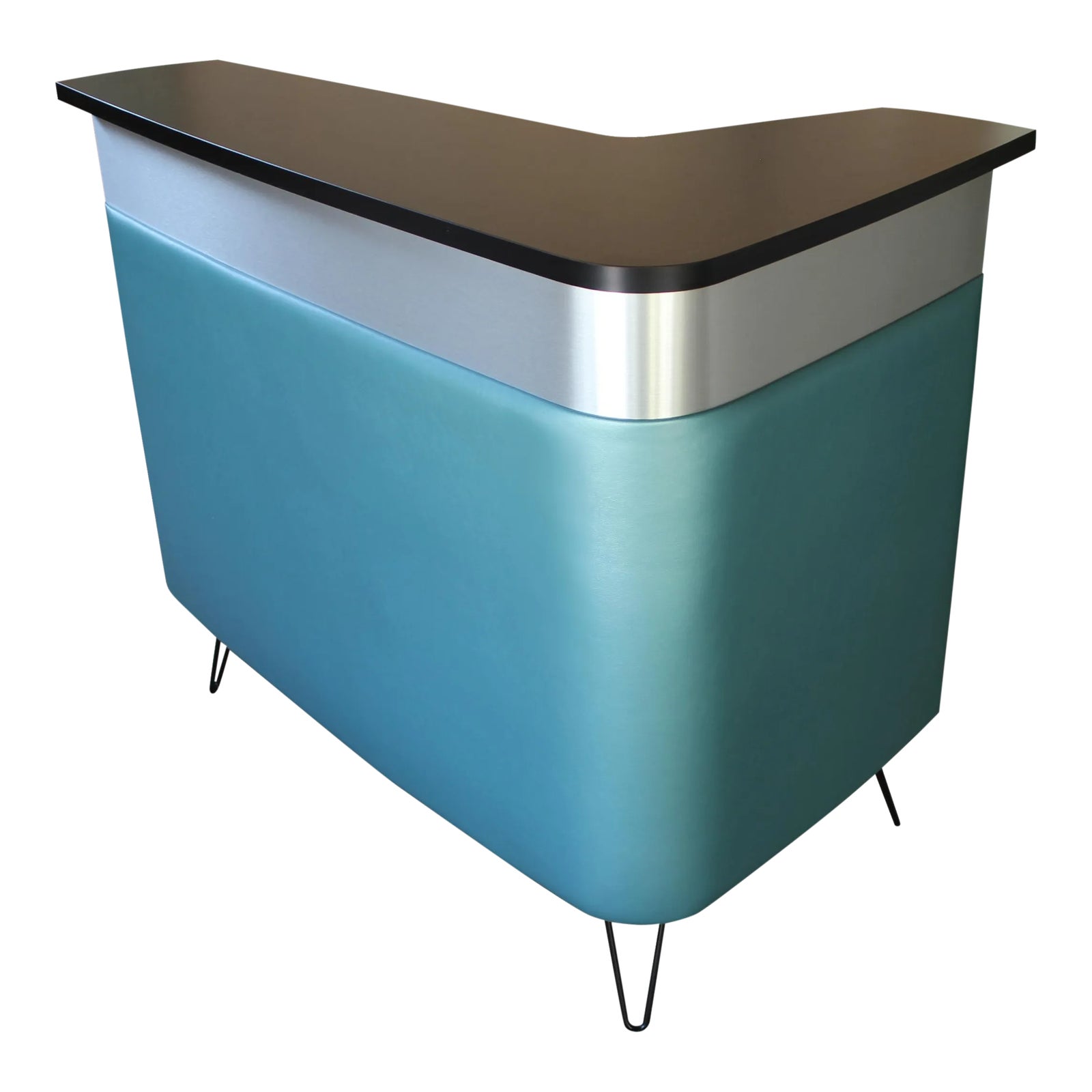 Mid-Century Modern Style Turquoise Boomerang Bar With Brushed Metal ...