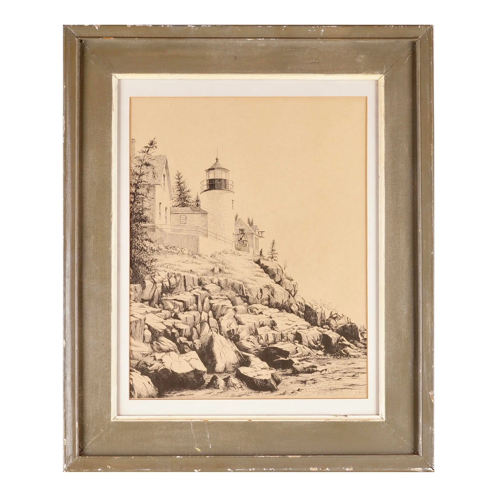 1970s Light House by the Sea by Peter Bugda Signed Numbered 174/200 ...