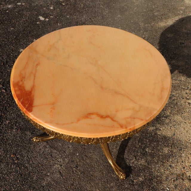 Vintage Louis XV French Round Marble & Brass Coffee Table, 1960s | Chairish