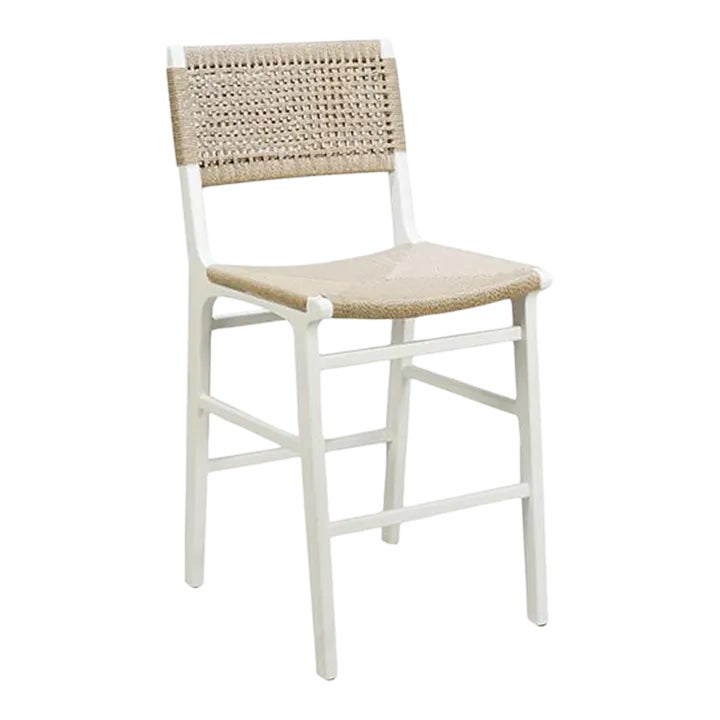 Astrid White Rattan Counter Stool | Chairish