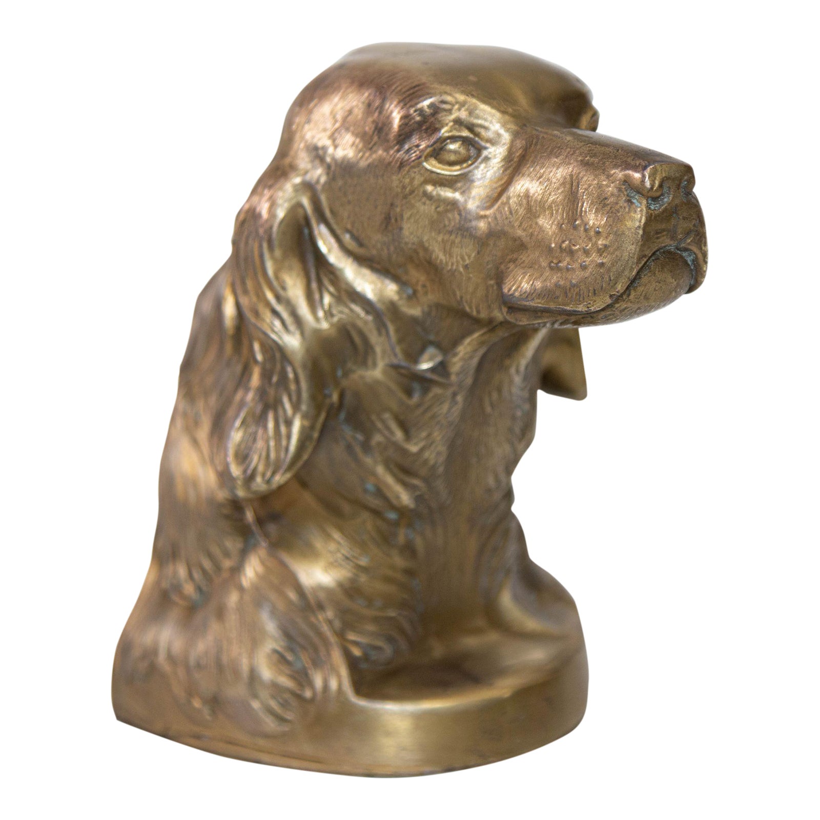 Vintage Cast Brass Sculpture of Beagle Dog Bust Bookend Paperweight ...