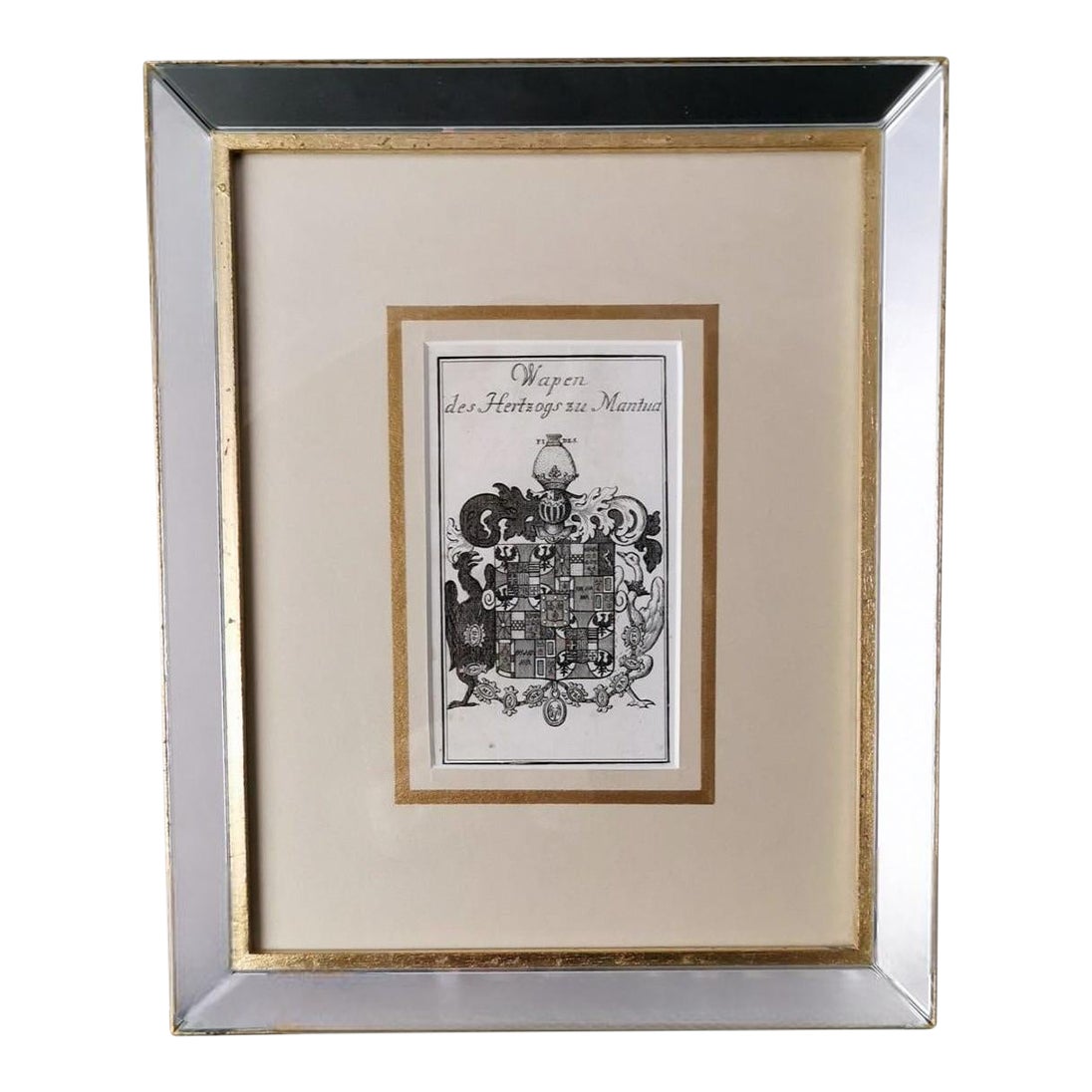 Mirror Frame With Engraved Dutch Print Depicting Duke of Mantua Coat of ...