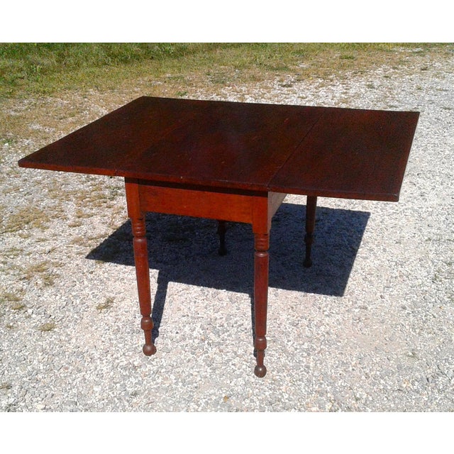 Antique Solid Cherry Drop Leaf Table With Older Refinish 1860s | Chairish