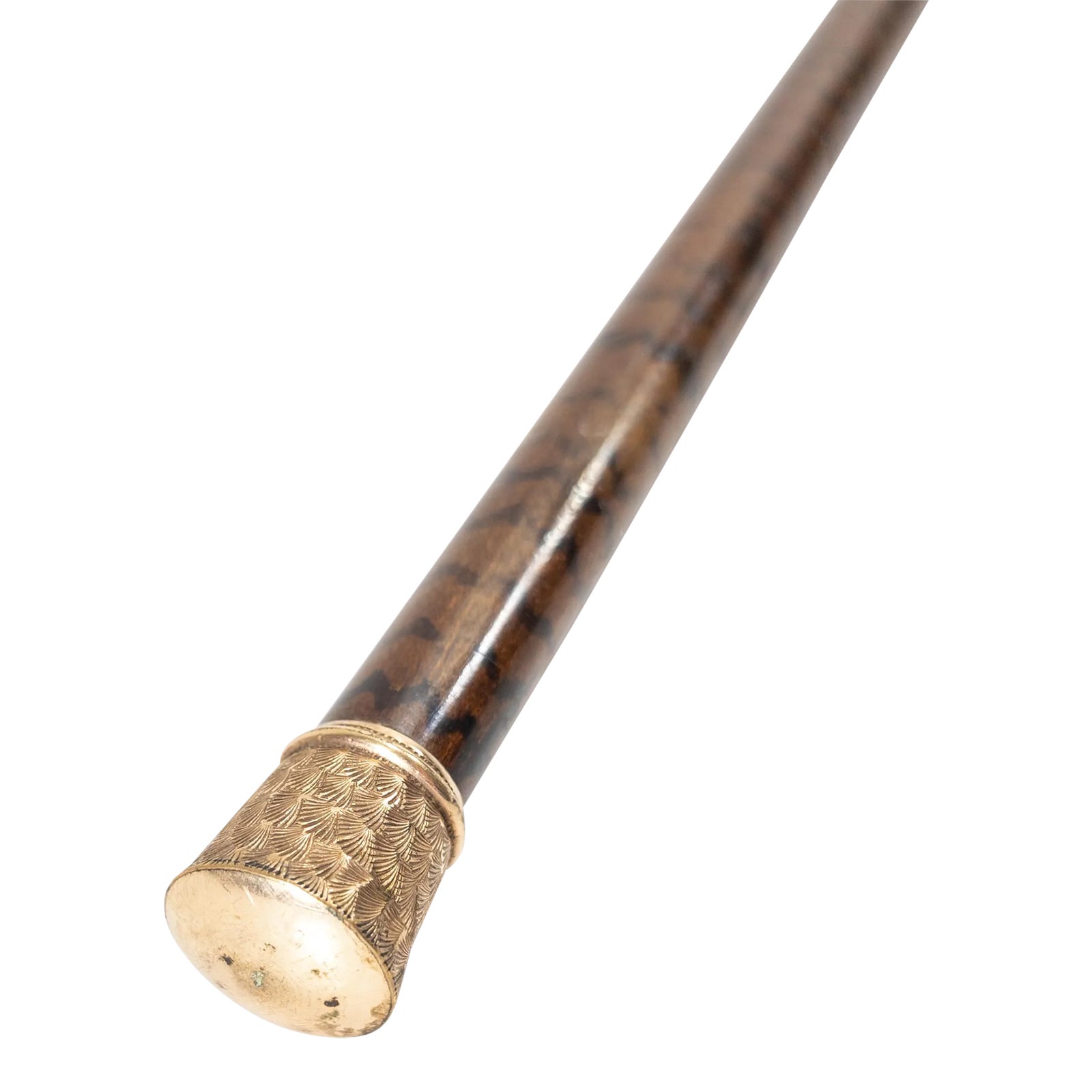 19th Century American Rustic Grain Painted and Gold Filled Cane Walking ...