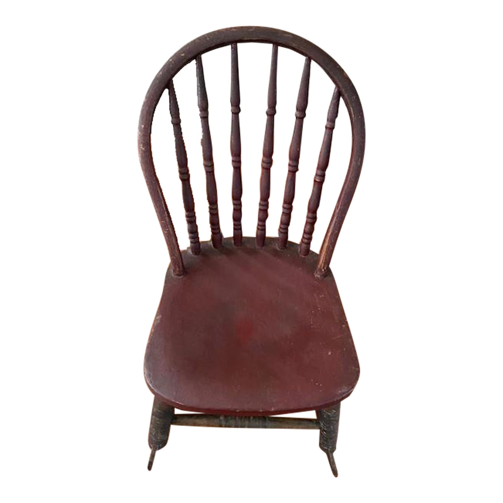 Mid 19th Century Antique Sewing Rocker With Red Paint | Chairish