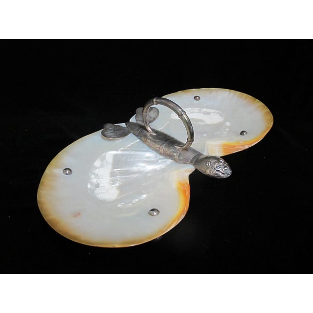 Chinese Butterfly Silver & Mother of Pearl Shell Footed Serving Tray ...