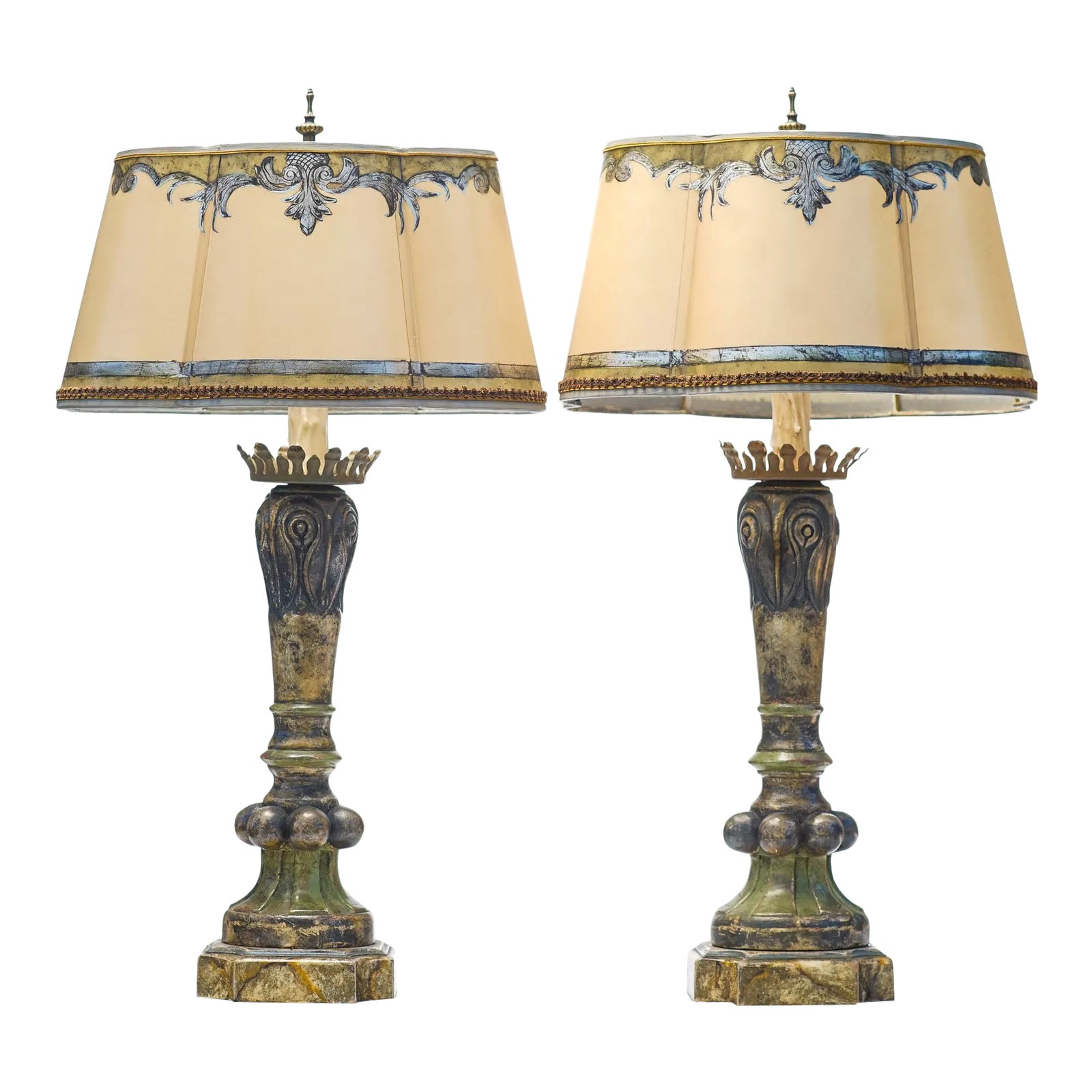 20th C. Italian Style Painted Lamps - a Pair | Chairish