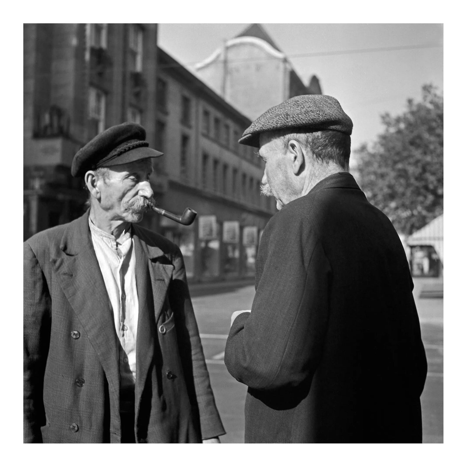 Two Elder Men Having a Chat at Dusseldorf, Germany 1937 | Chairish