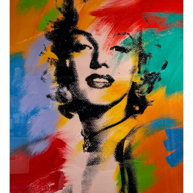 1990s Pop Art Silkscreen and Oil Portrait Painting of Marilyn Monroe by ...