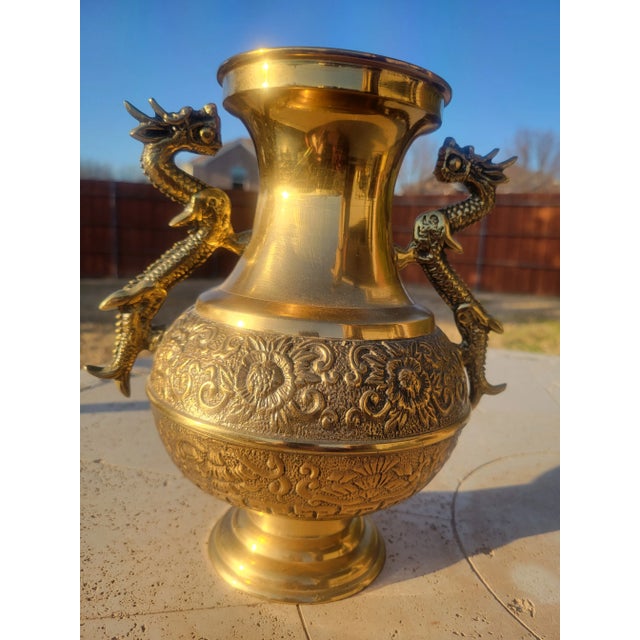 Mid 20th Century Brass Dragon Urn With a Yunwen Pattern | Chairish