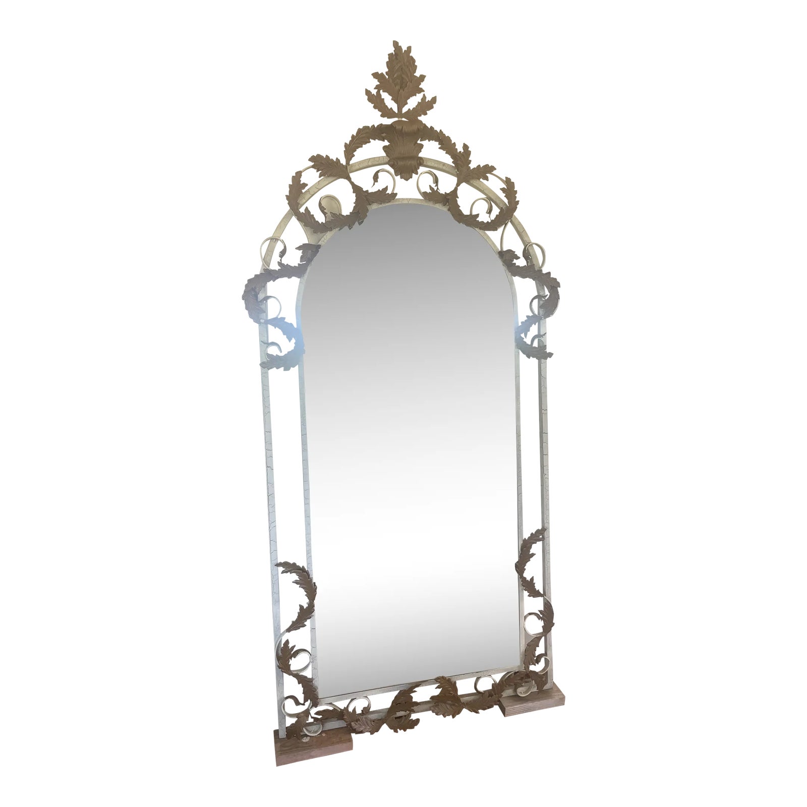 2000s Extra Large Full Length, Old World Style Iron Mirror With Vine ...