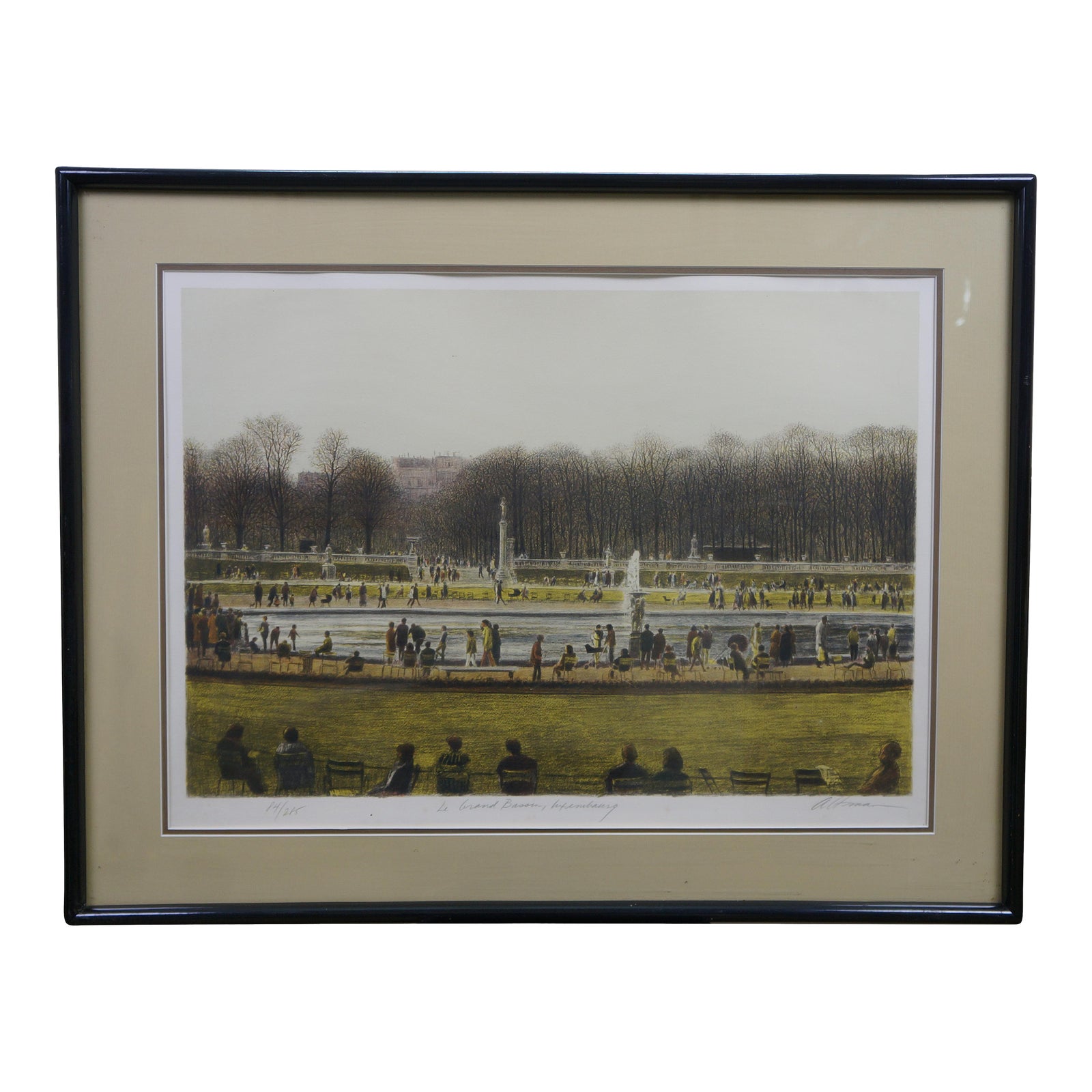 1980s Harold Altman Signed Lithograph Le Grand Bassin Luxembourg ...