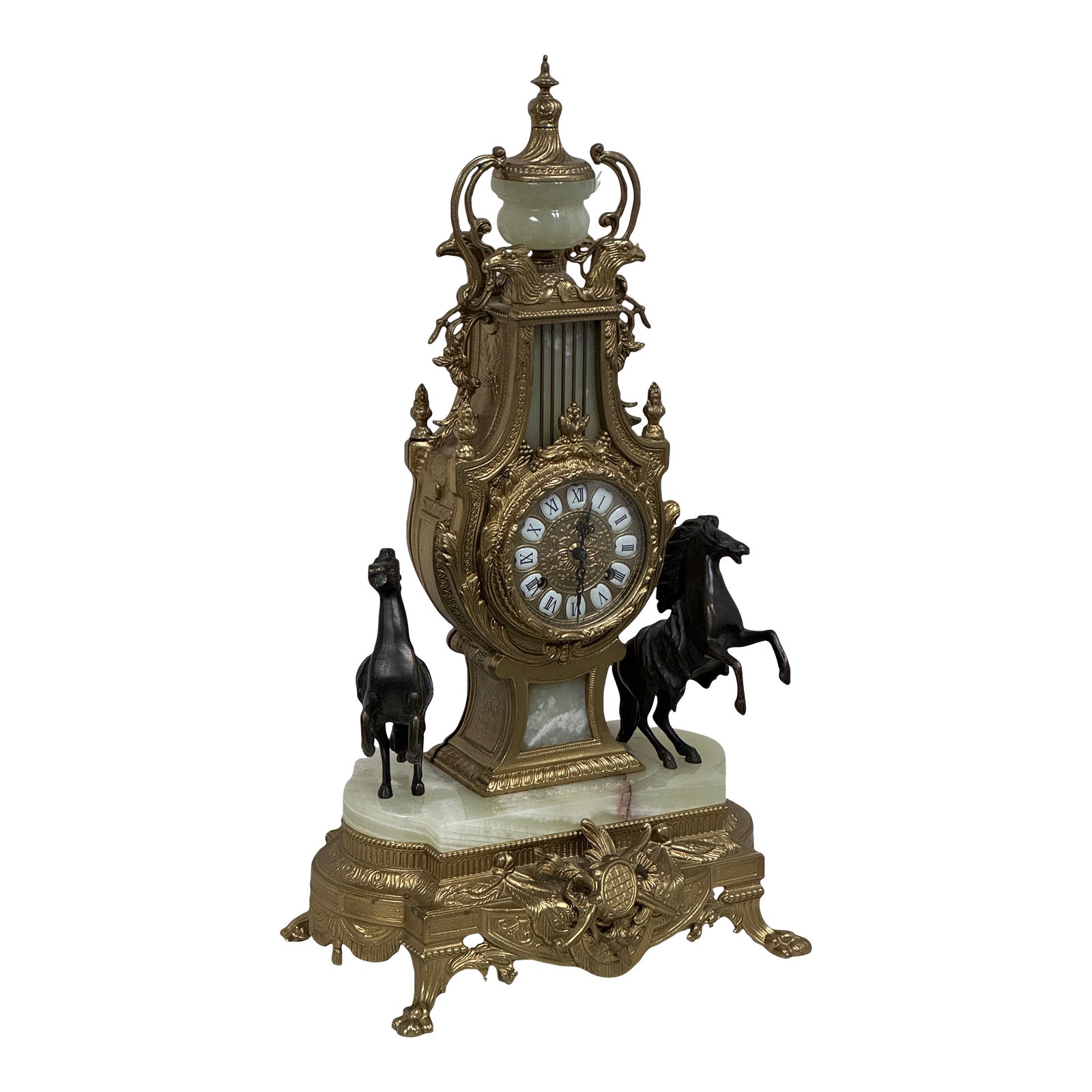 Mid 19th Century Lanici Italian Figural Mantle Clock | Chairish