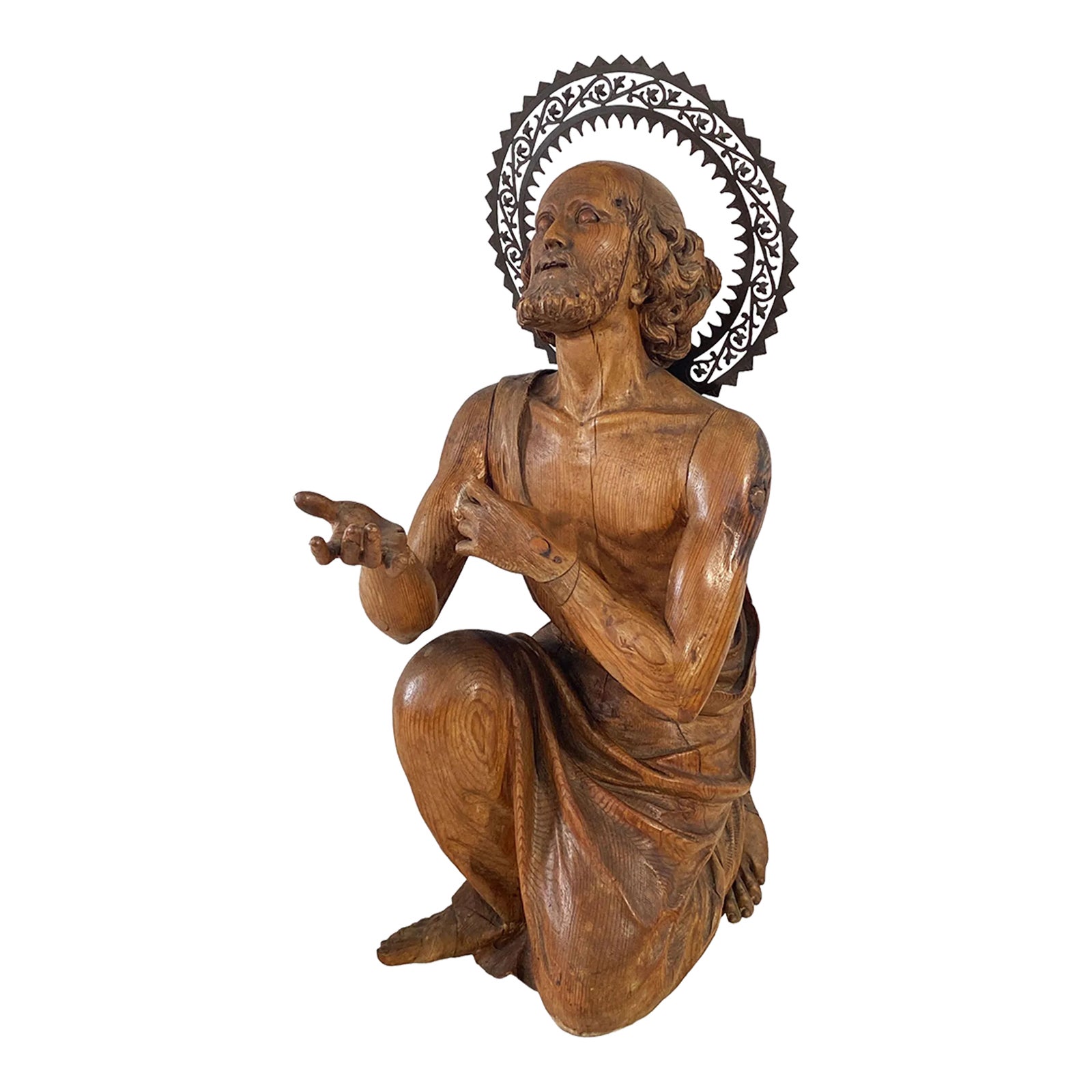 Lg Museum Quality European Hand Carved Wood 18th C Santos St Geronimo ...